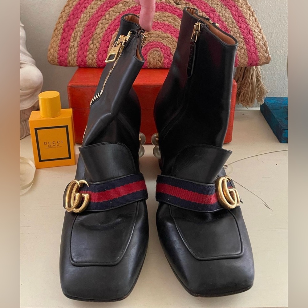 Gucci Boots With Pearls. Black Red Gold Classic Gucci… - Gem